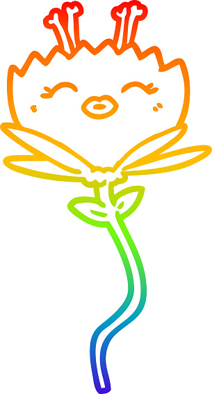Dessin Au Trait Dégradé Arcenciel Dune Fleur De Dessin Animé Heureuse