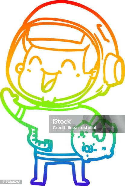 Dessin Au Trait Dégradé Arcenciel Dun Astronaute De Dessin Animé