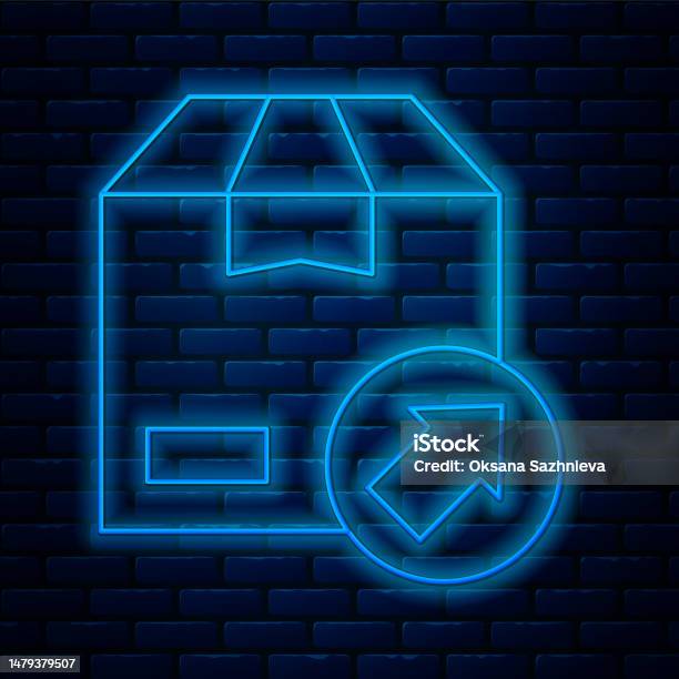Glowing Neon Line Carton Ikon Kotak Kardus Terisolasi Pada Latar
