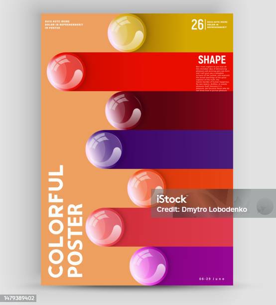 Template Desain Leaflet Vektor A4 Dengan Berbagai Warna Bola Realistis