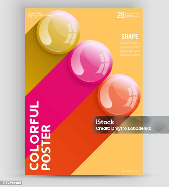 Template Desain Leaflet Vektor A4 Dengan Berbagai Warna Bola Realistis