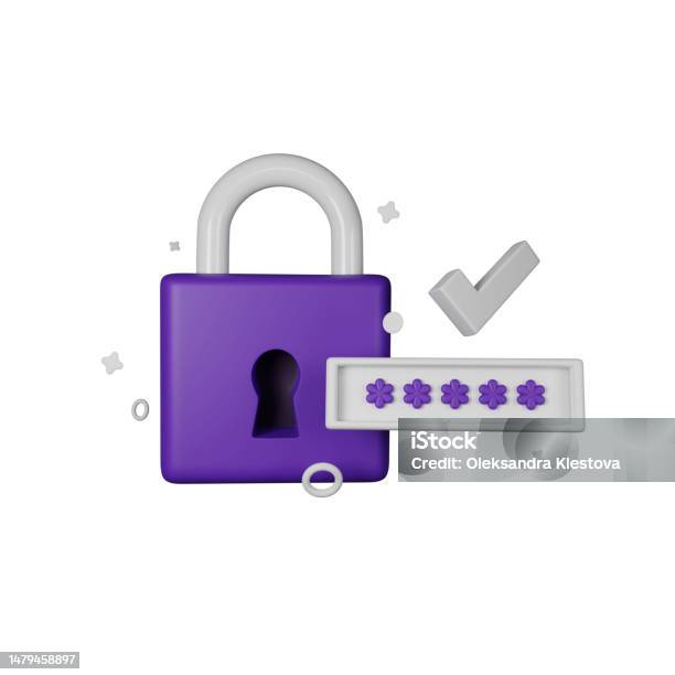 3d Lock Secure Icon Password Authentication Render Concept Secret