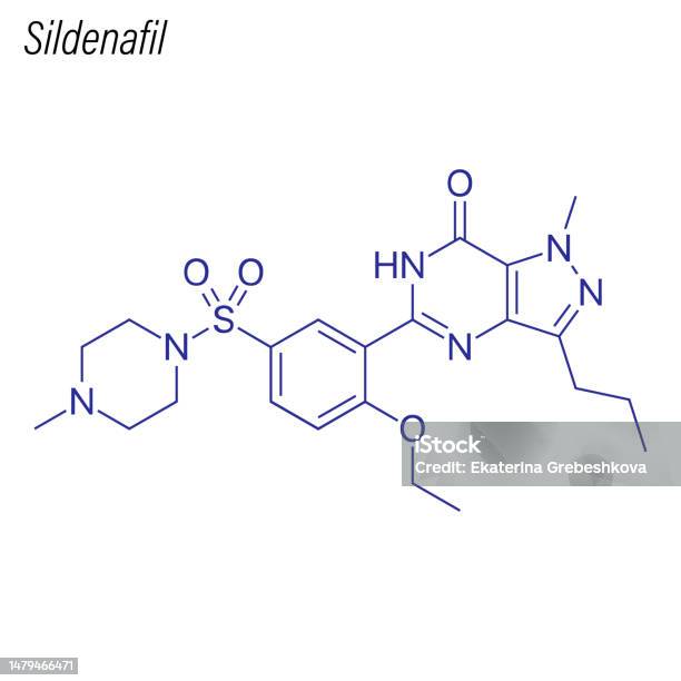Skeletal Formula Of Sildenafil Drug Chemical Molecule Stock