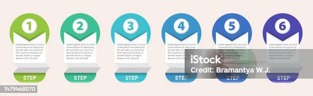 Konsep Kreatif Template Desain Infografis Dengan Angka 6 Langkah Bisnis