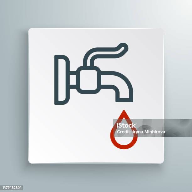 Icône Du Robinet Deau De Ligne Isolée Sur Fond Blanc Concept De Contour