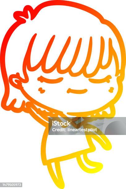 Dessin Au Trait Dégradé Chaud Dune Femme De Dessin Animé Vecteurs