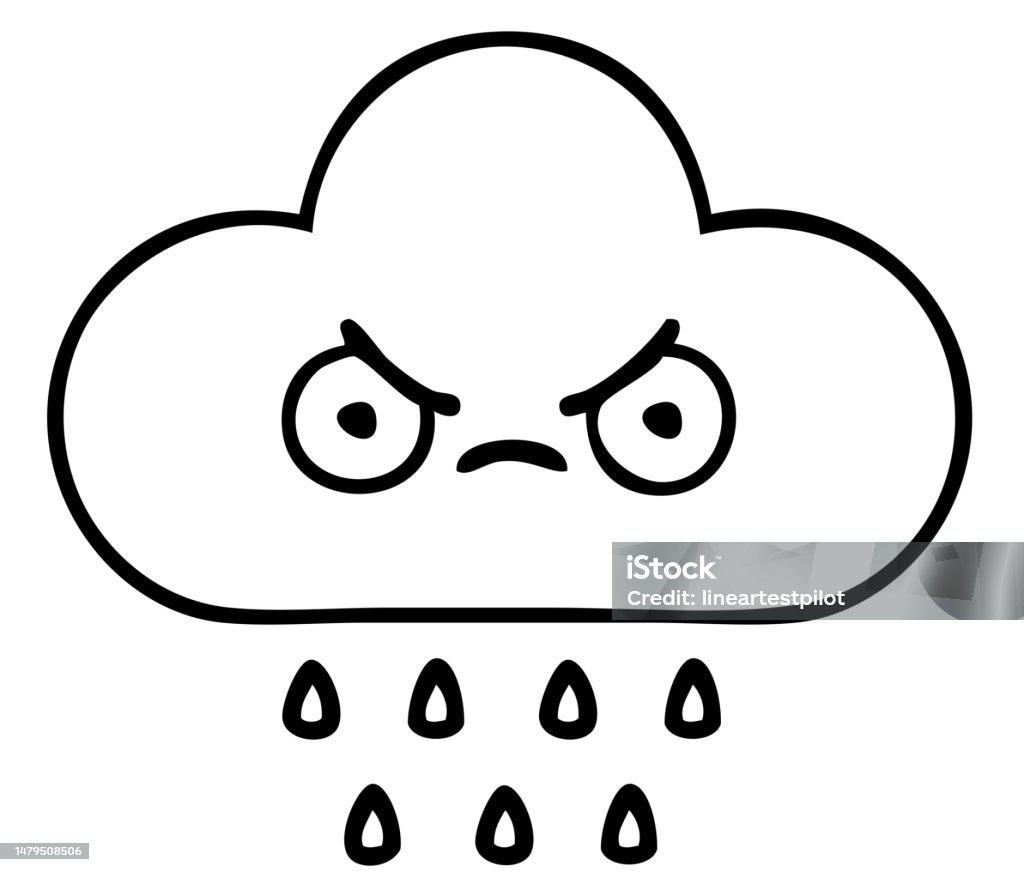 Dessin Au Trait Dun Nuage De Pluie Dorage Vecteurs Libres De Droits Et