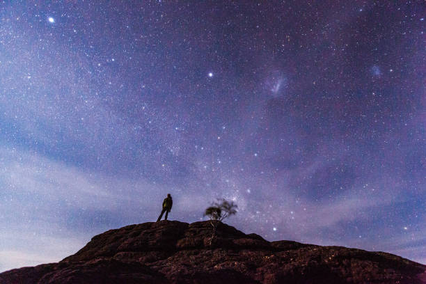 Free Stock Photo of Man Standing in Field Under Starry Night Sky ...