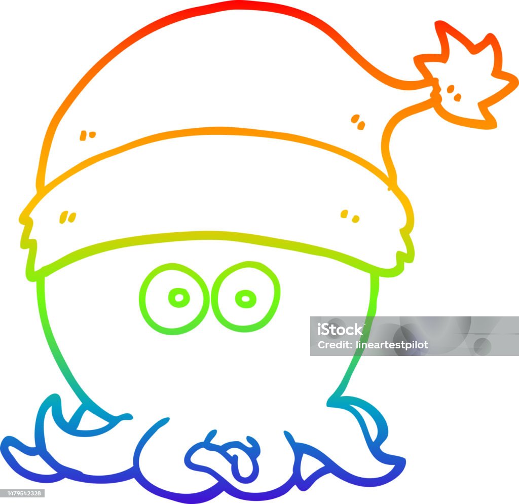 Dessin Au Trait Dégradé Arcenciel Dune Pieuvre De Dessin Animé Portant