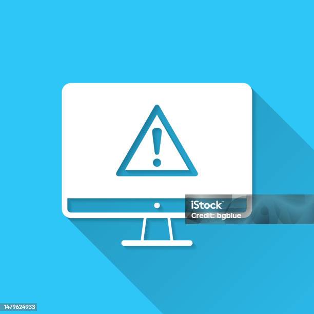Vetores De Computador De Mesa Com Atenção Ao Aviso De Perigo Ícone No