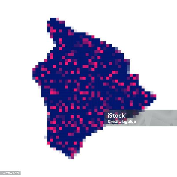 Carte De Lîle Dhawaï En Pixels Sur Fond Blanc Vecteurs Libres De Droits