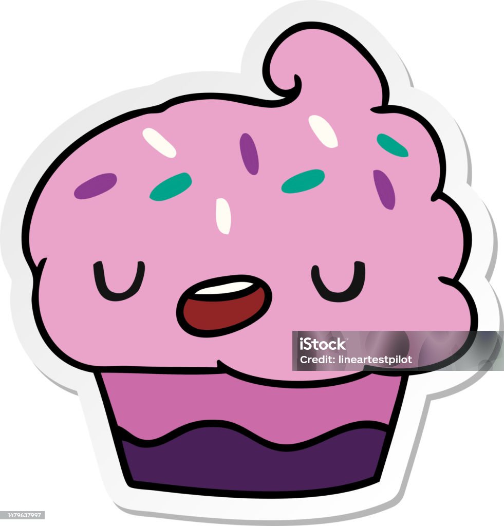 Ilustración De Pegatina Ilustración De Dibujos Animados Kawaii De Un