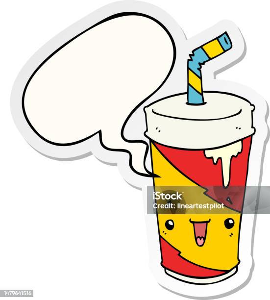 Ilustración de Taza De Refresco De Dibujos Animados Con Pegatina De ... Ilustración de Taza De Refresco De Dibujos Animados Con Pegatina De ...