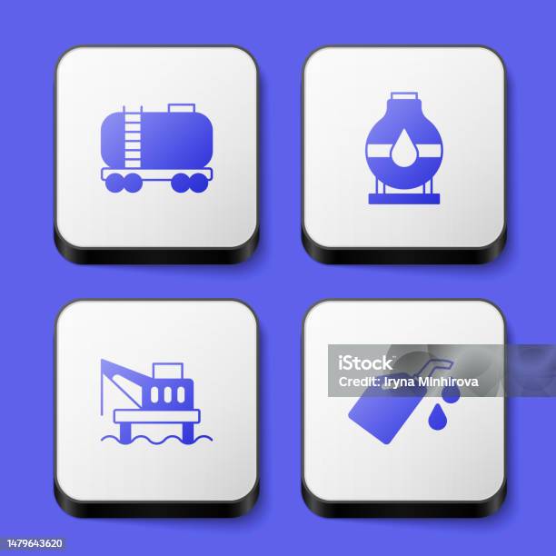 Set Tangki Kereta Api Minyak Penyimpanan Tangki Platform Di Laut Dan