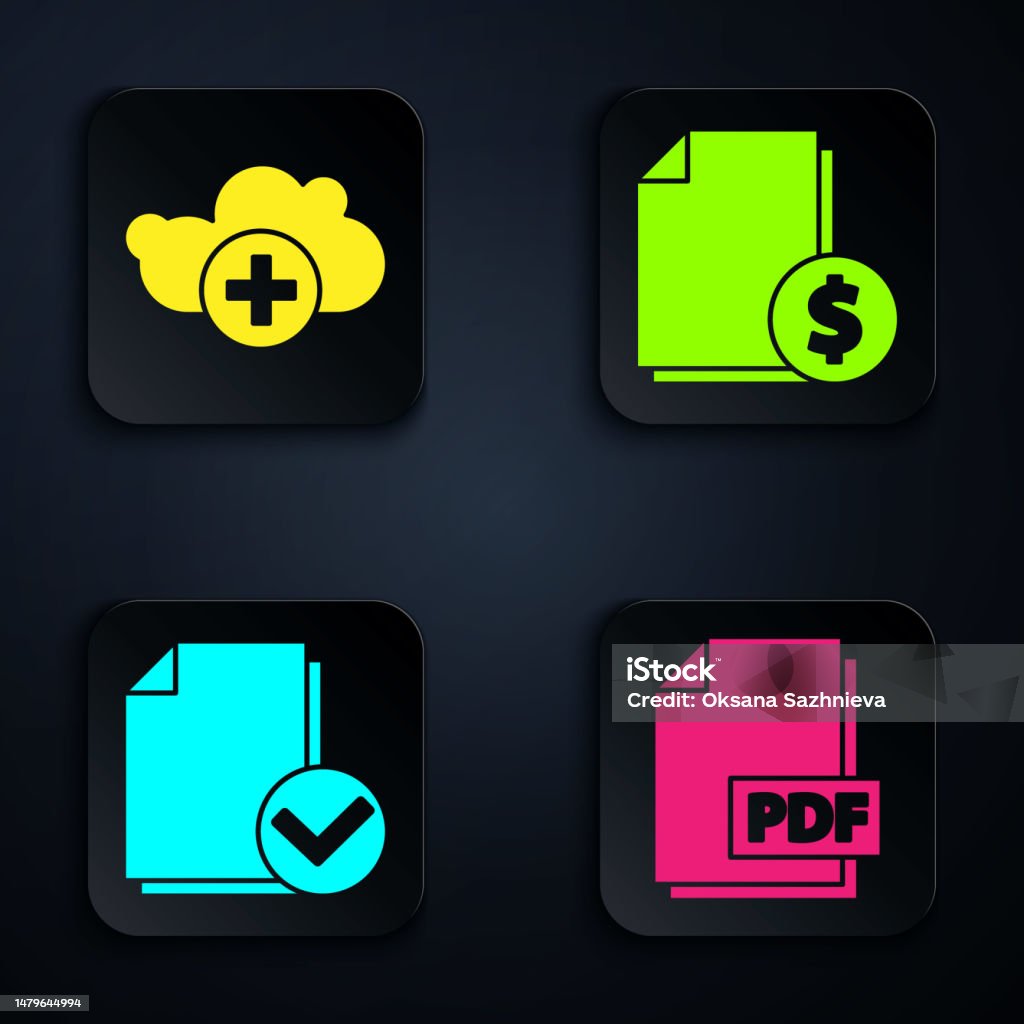 Set Pdf File Document Add Cloud Document And Check Mark And Finance ... Set Pdf File Document Add Cloud Document And Check Mark And Finance ...