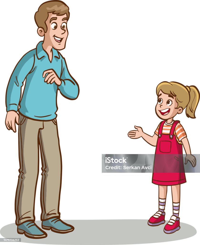 Children And Man Standing Talkingfather And Children Talking Vector ... Children And Man Standing Talkingfather And Children Talking Vector ...