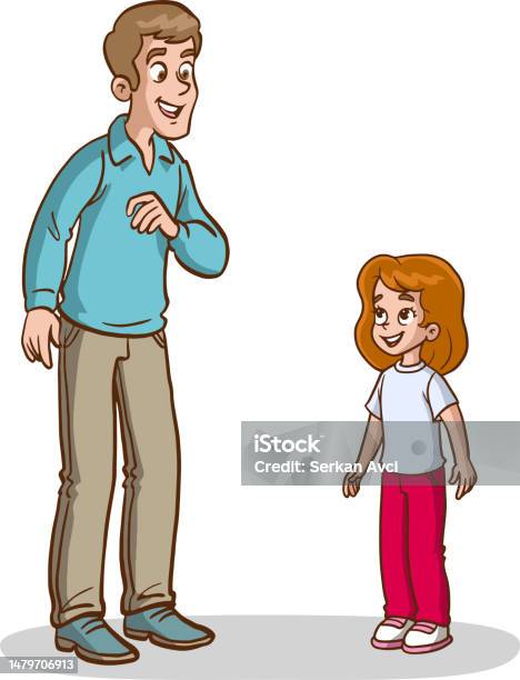 Children And Man Standing Talkingfather And Children Talking Vector ... Children And Man Standing Talkingfather And Children Talking Vector ...