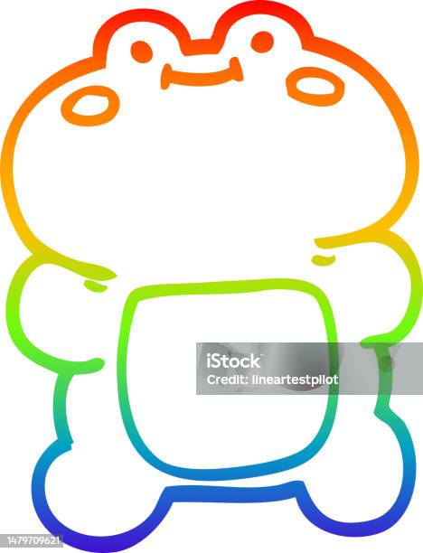 Dessin Au Trait Dégradé Arcenciel Dune Grenouille De Dessin Animé Drôle