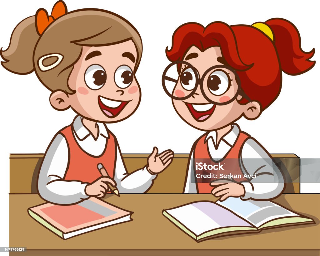 Two Students Talking In Class Cartoon Vector Illustration Stock ... Two Students Talking In Class Cartoon Vector Illustration Stock ...