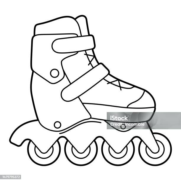 Ilustrasi Roller Skate Ikon Lucu Monokrom Simbol Kreatif Dalam Gaya