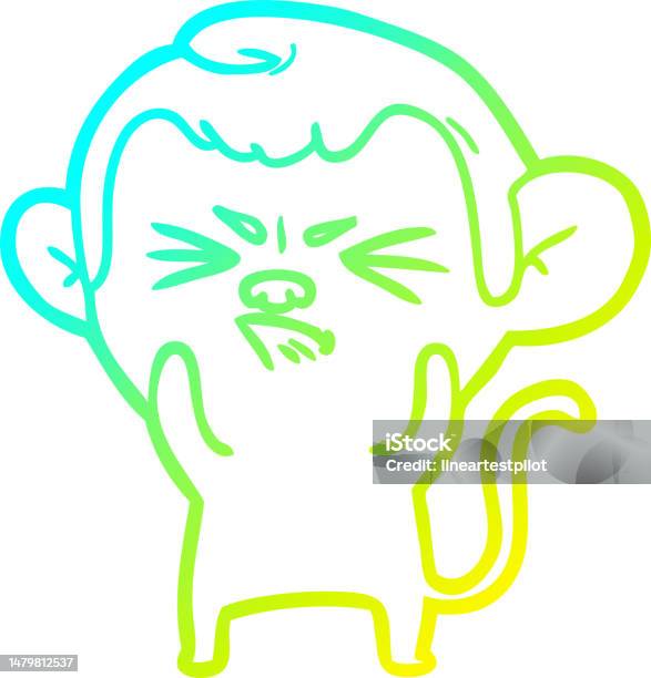 Dessin Au Trait Dégradé Froid Dun Singe Agacé De Dessin Animé Vecteurs