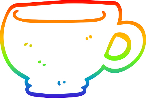 Dessin Au Trait Dégradé Arcenciel Dune Tasse De Dessin Animé Vecteurs