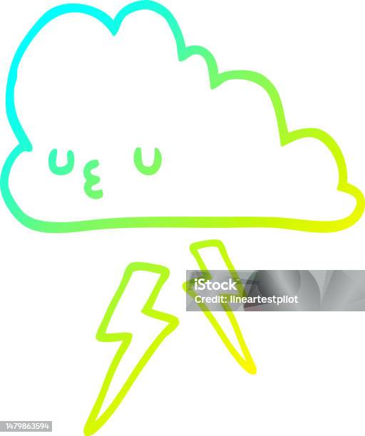 Dessin Au Trait Dégradé Froid Dun Nuage Dorage De Dessin Animé Vecteurs