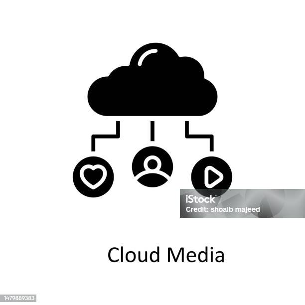 Cloud Media Vector Solid Icons Simple Stock Illustration Stock Stock