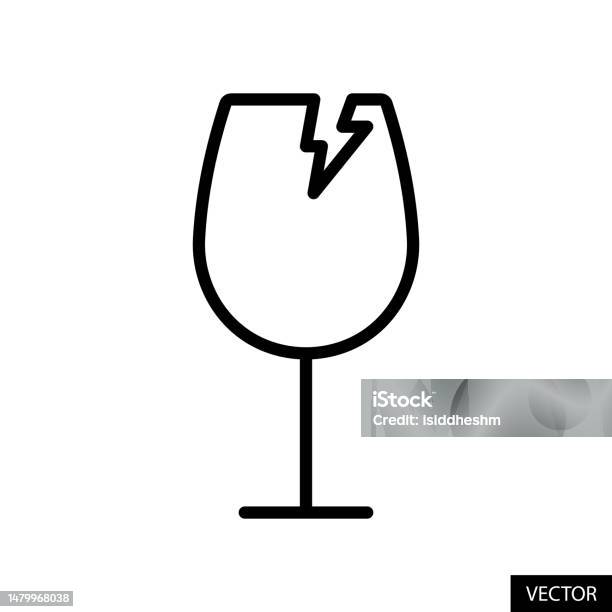 Verre À Vin Brisé Icône Vectorielle Fragile Dans Un Design De Style