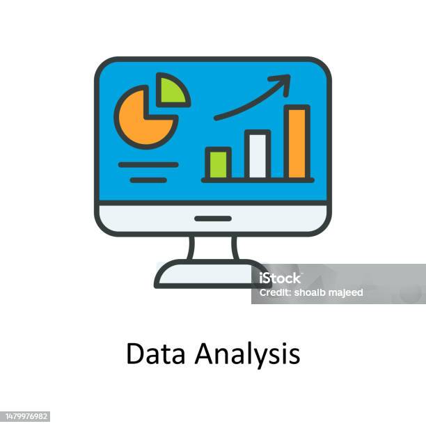 Data Analysis Vector Fill Outline Icons Simple Stock Illustration Stock Stock Illustration