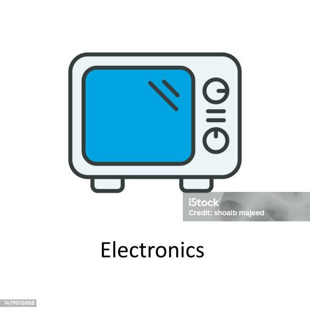 Électronique Vector Fill Contour Icônes Stock Simple Dillustration