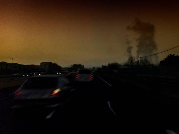 Free picture: smoke, chimney, smog, evening, crossroads, night ...