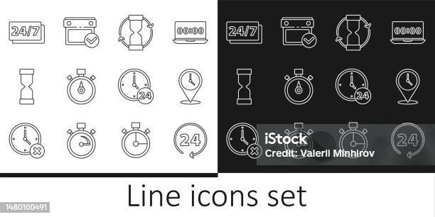 Set Line Clock 24 Hours Location With Clock Old Hourglass Stopwatch And ... Set Line Clock 24 Hours Location With Clock Old Hourglass Stopwatch And ...
