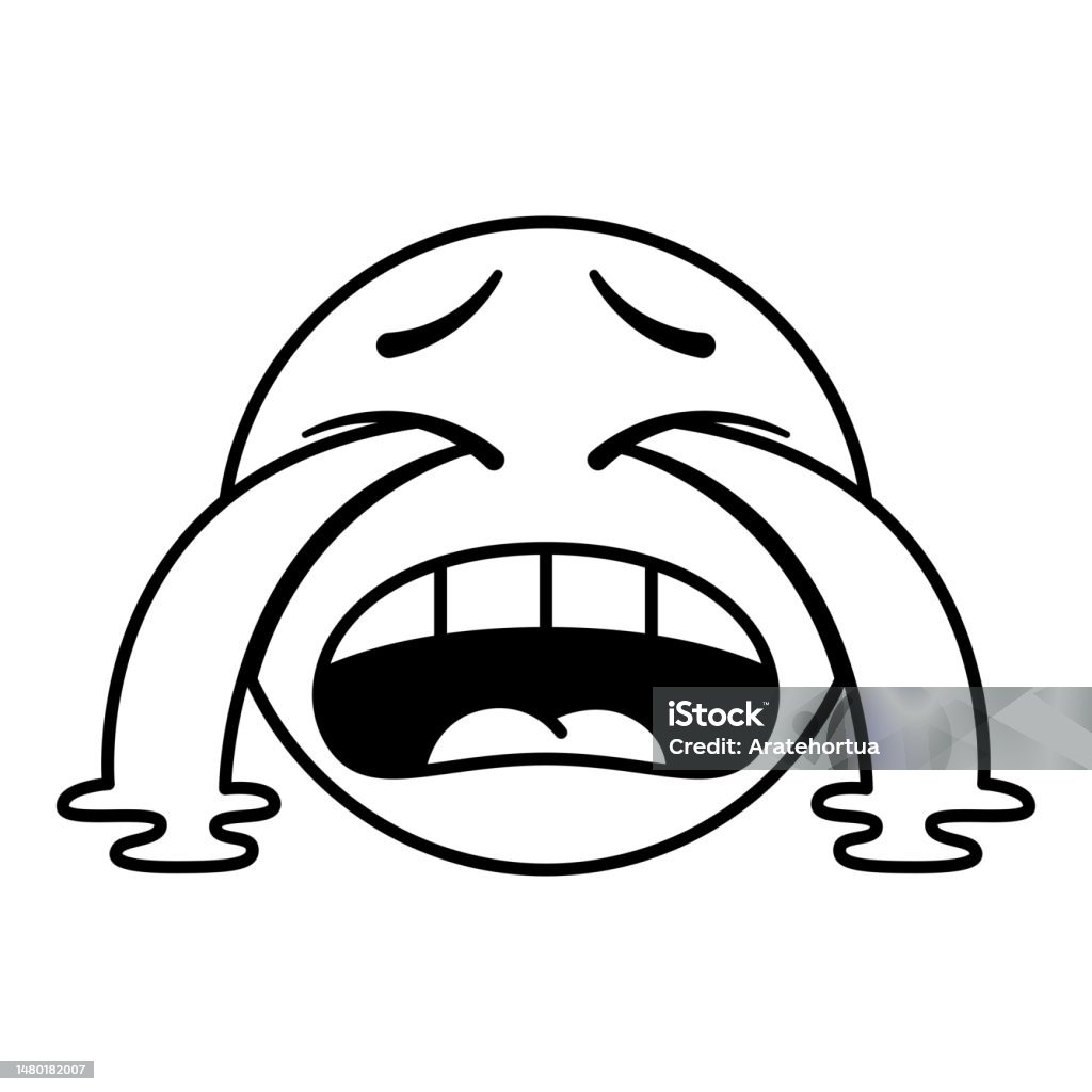 Vector Cute Loudly Crying Face Emoji Isolated Stock Illustration Download Image Now Art Art