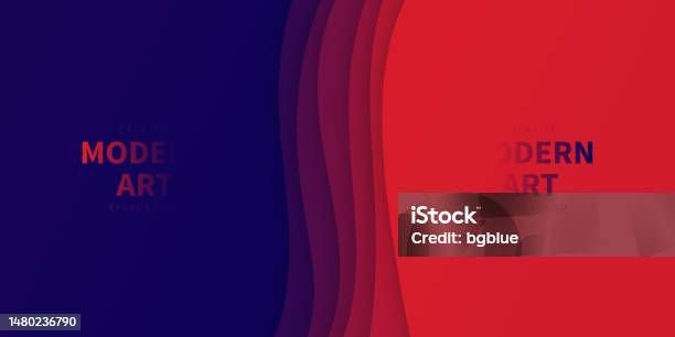 Red Abstract Wave Shapes Paper Cut Background Trendy 3d Design Stock