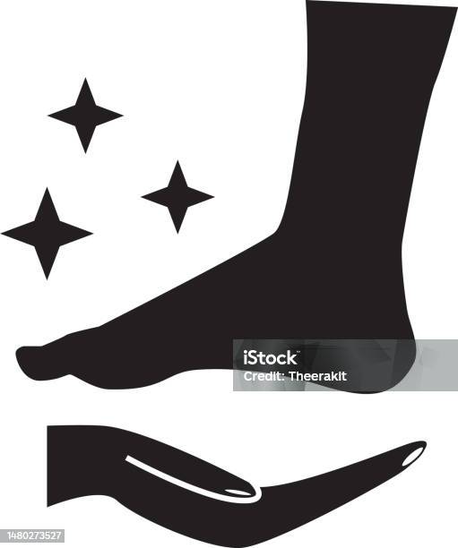Icône De Soins Des Pieds Sur Fond Blanc Main Avec Signe De Jambe