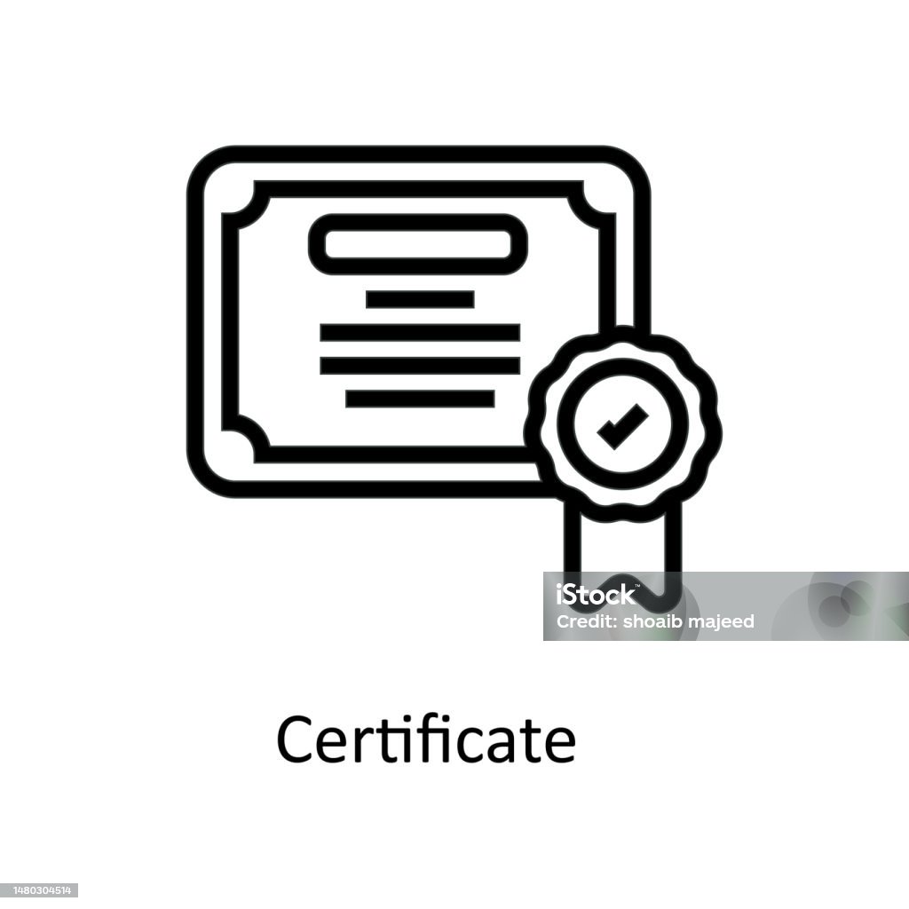 Ilustración De Iconos De Contorno Vectorial De Certificado Stock Simple