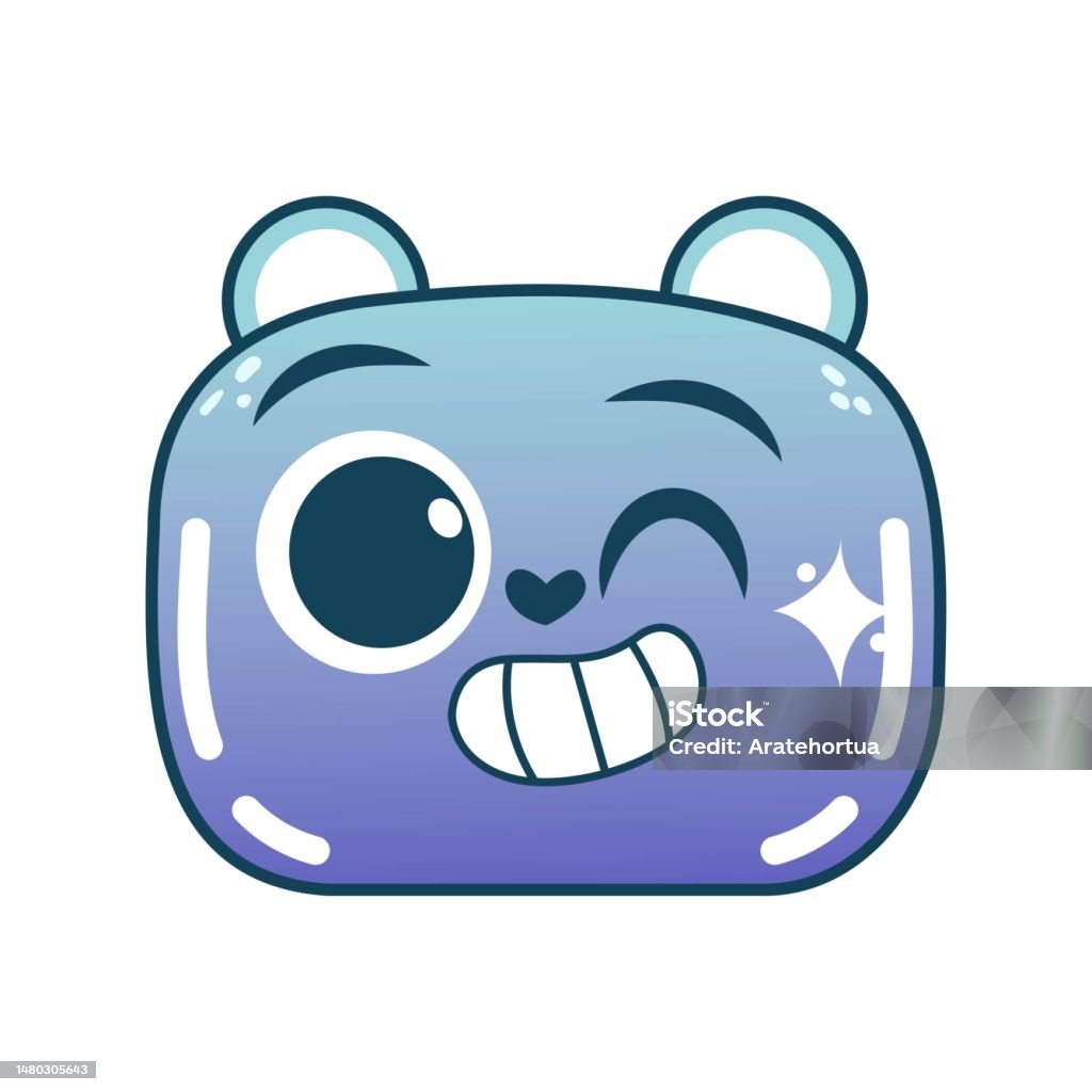 Vector Cartoon Cute Winking Face Emoji Isolated Illustration Stok