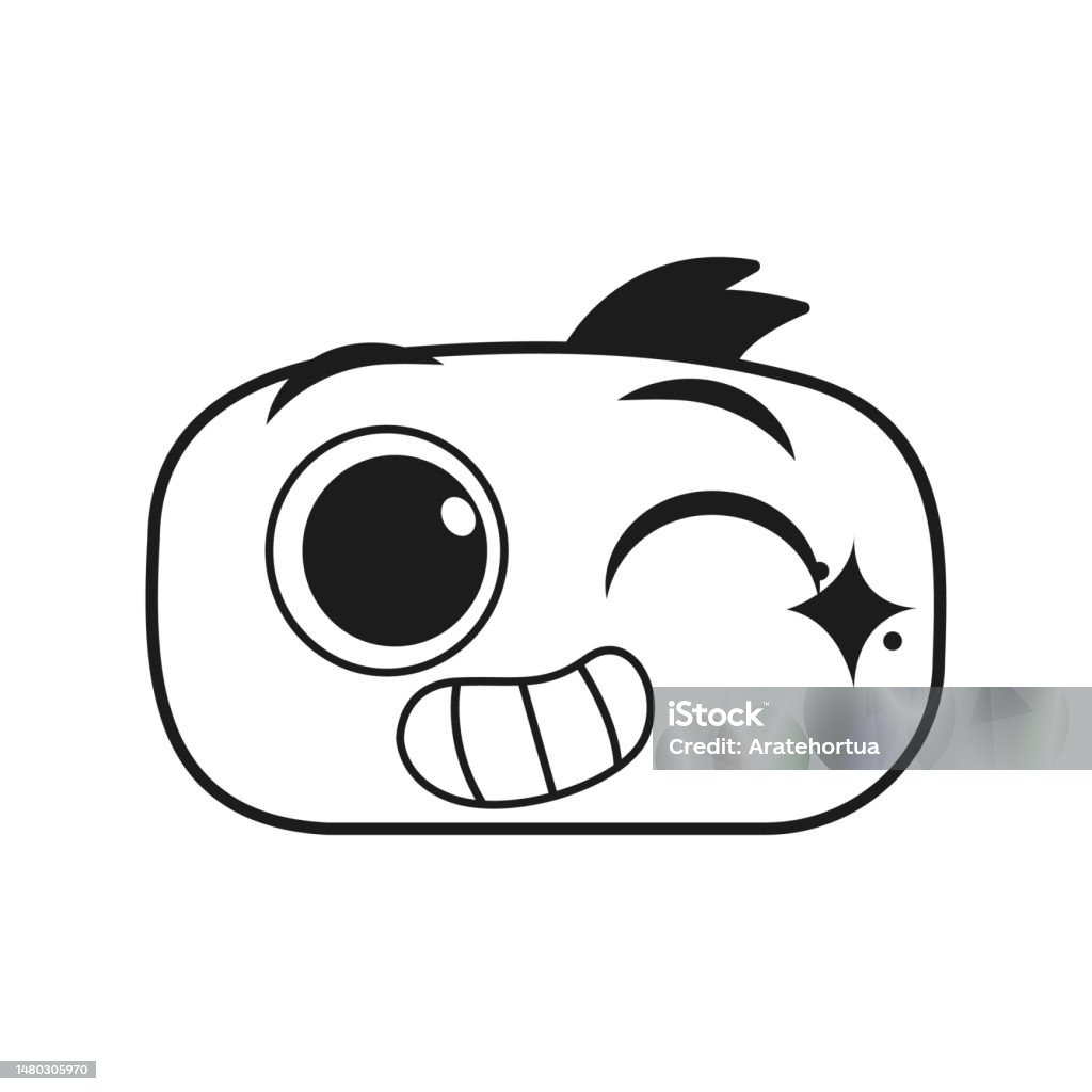 Vector Cartoon Cute Winking Face Emoji Isolated Illustration Stock