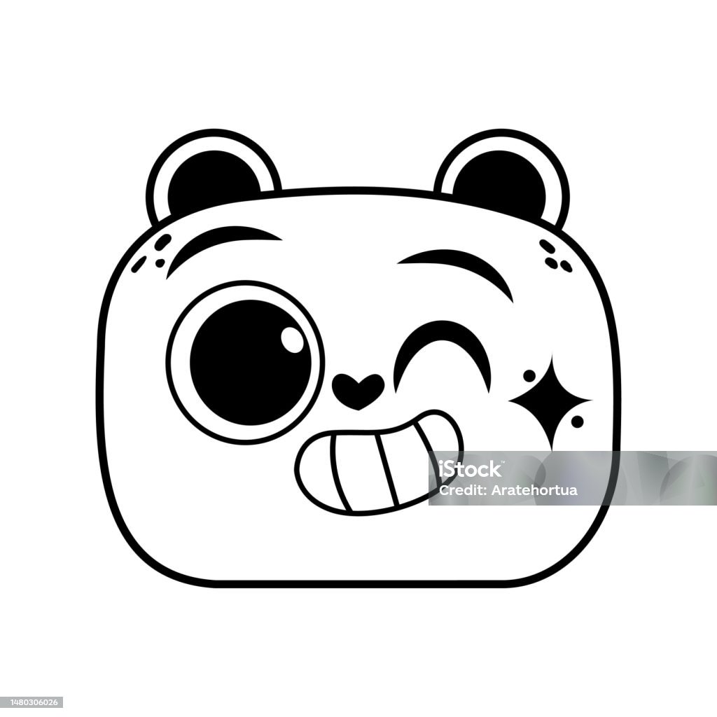 Vector Cartoon Cute Winking Face Emoji Isolated Illustration Stock