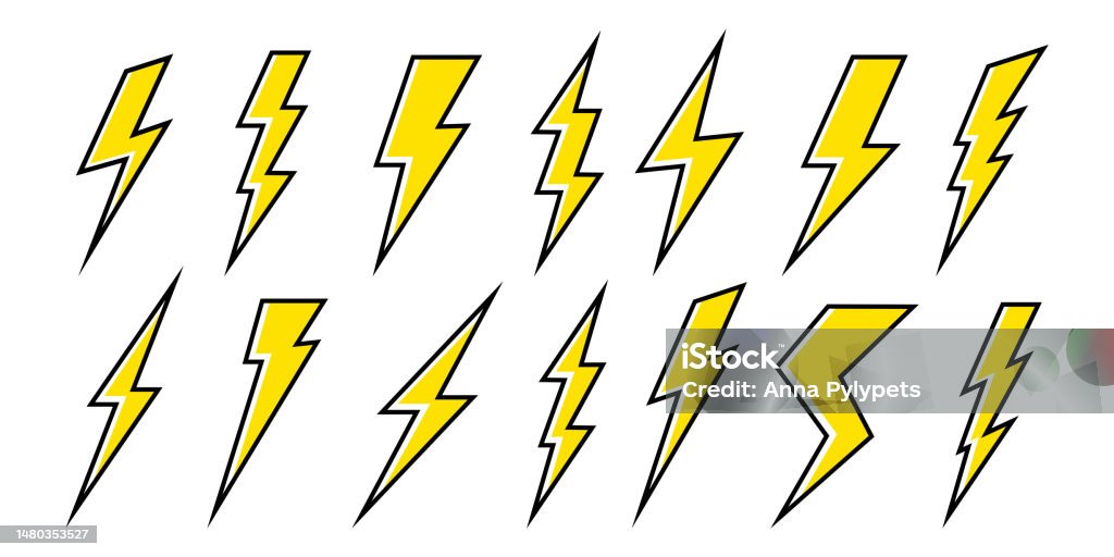 Ilustración de Conjunto De Iconos Vectoriales Lightning Símbolos De ... Ilustración de Conjunto De Iconos Vectoriales Lightning Símbolos De ...