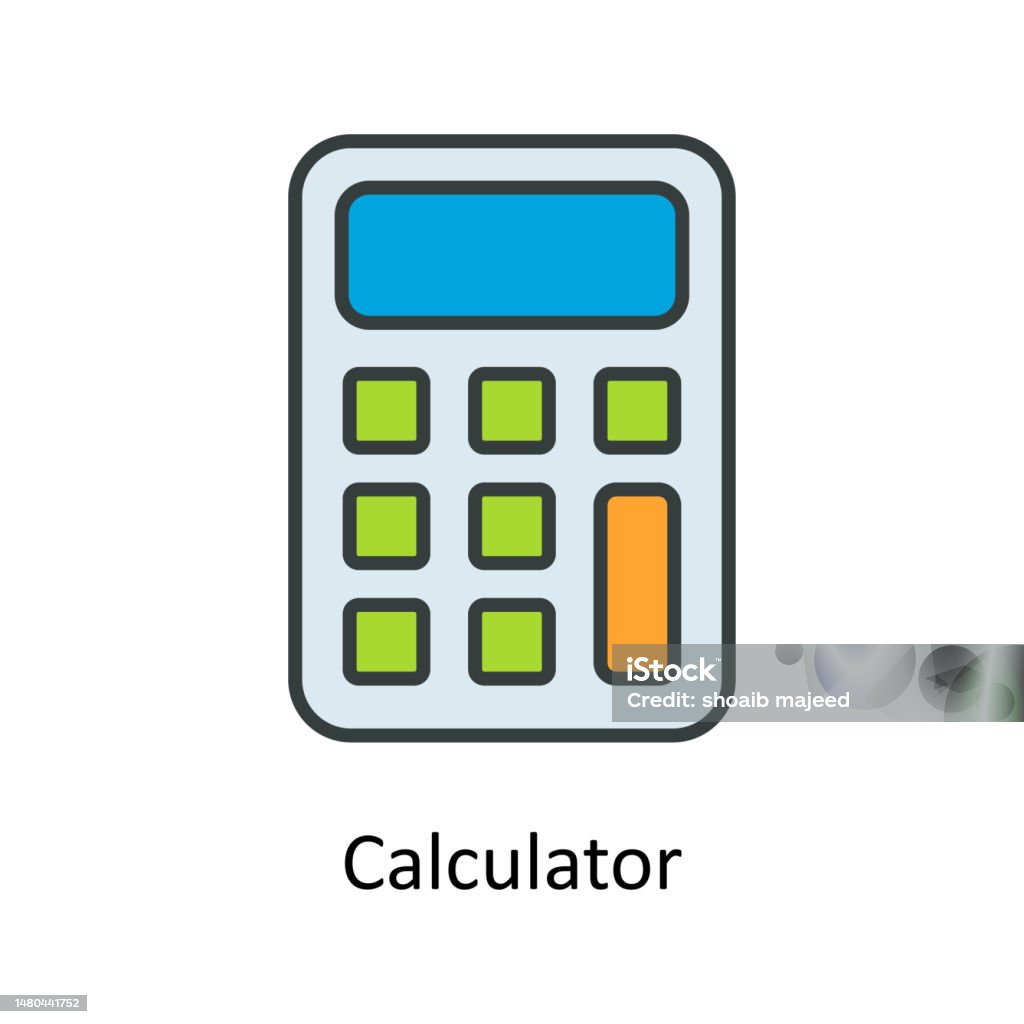 Ilustración De Calculadora Iconos De Contorno De Relleno Vectorial