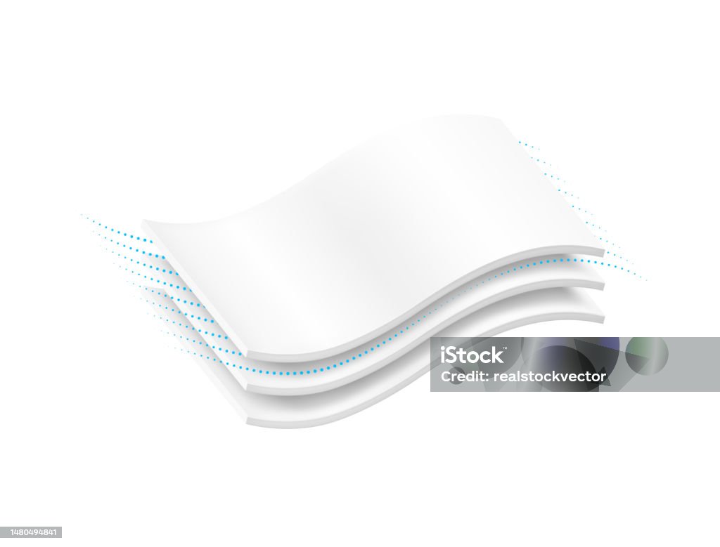 Three Wavy Layers With Realistic Shadows Vector Illustration Isolated
