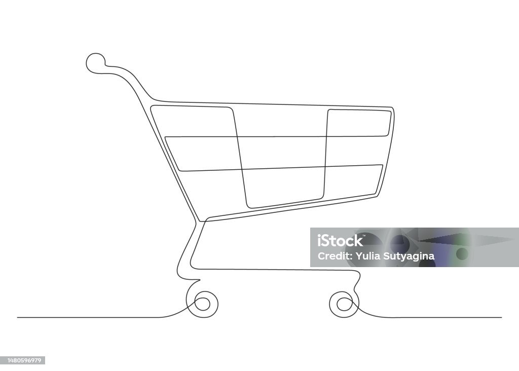 Panier Dachat Continu Un Dessin Au Trait Dart Achats En Ligne En