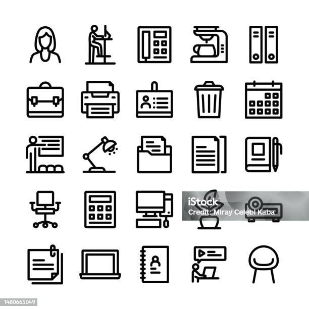 Vector Illustration Graphic Of Office Editable Stroke Size Simple