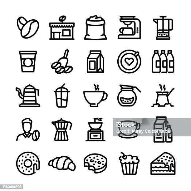 Vector Illustration Graphic Of Coffee Editable Stroke Size Simple