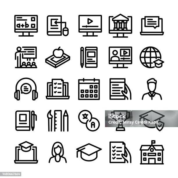 Vector Illustration Graphic Of Elearning Editable Stroke Size Simple