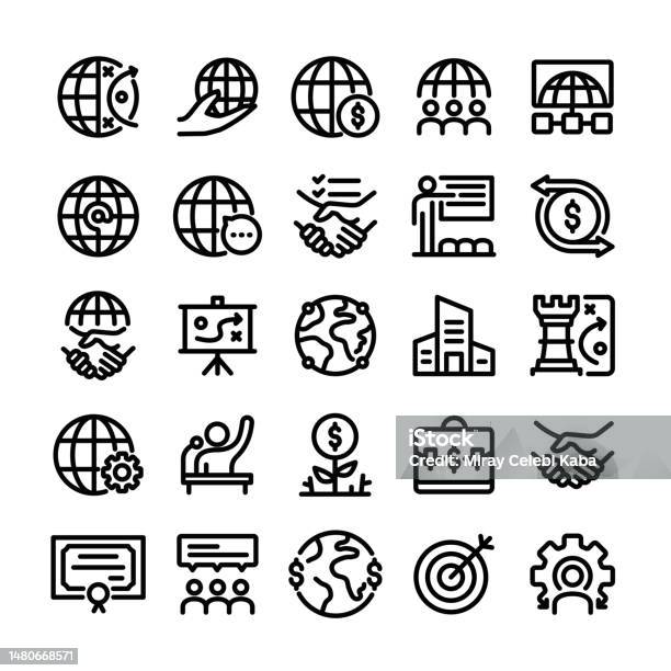 Vector Illustration Graphic Of Global Business Editable Stroke Size