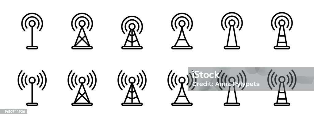Radio Antenna Icon Antenna Icon Set Radio Tower Icons Communication