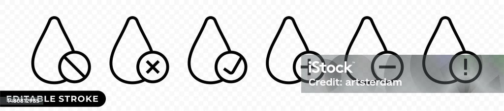Goutte Deau Avec Icône Vectorielle De Contrôle Et De Point Dexclamation